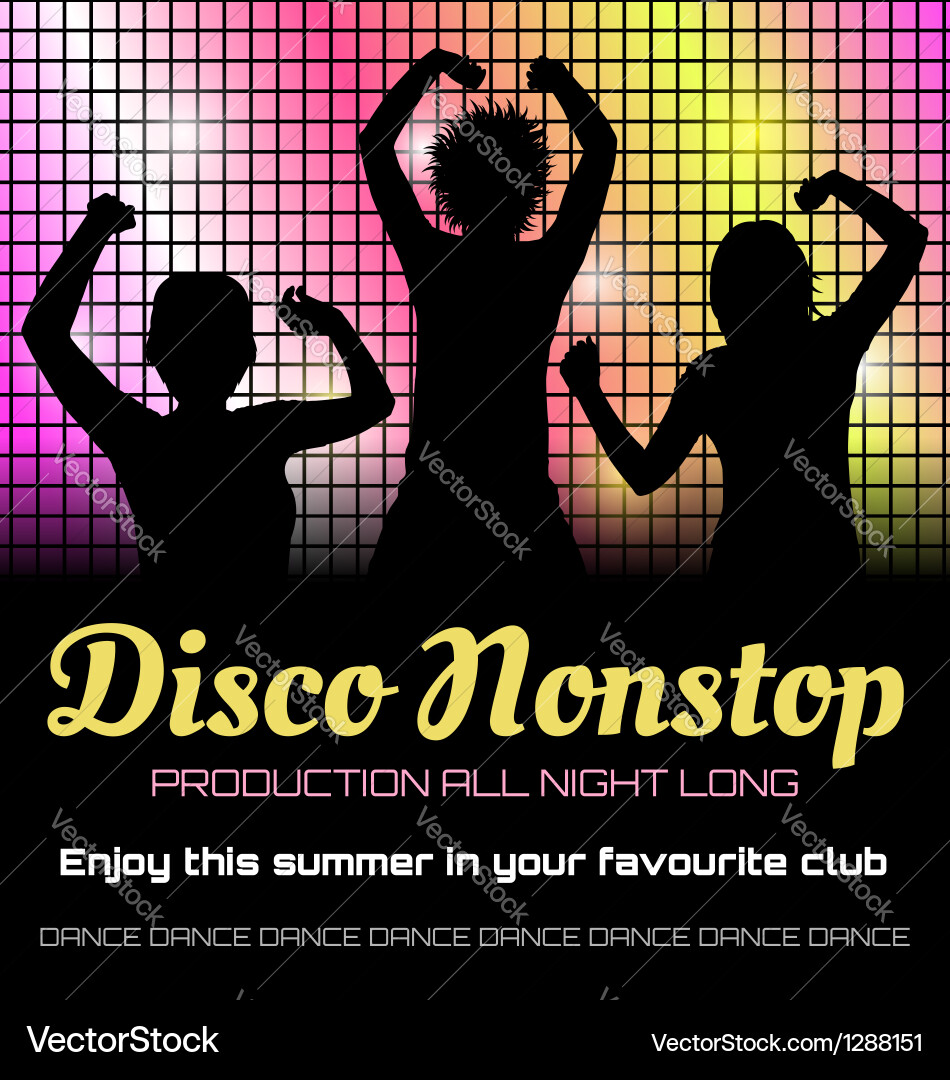 Disco poster with dancers Royalty Free Vector Image
