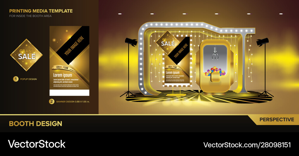 Golden booth design Royalty Free Vector Image - VectorStock