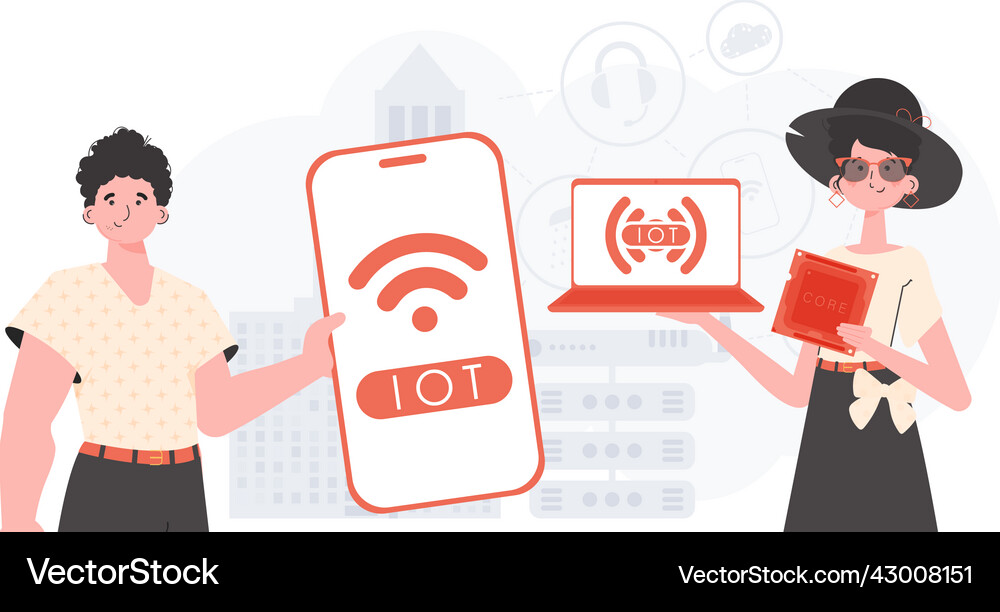Iot concept internet of things team good Vector Image