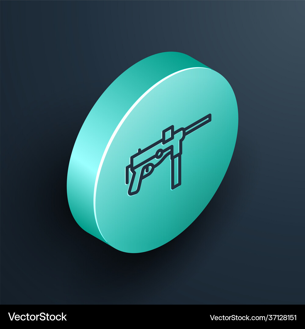Isometric line submachine gun m3 grease gun icon Vector Image
