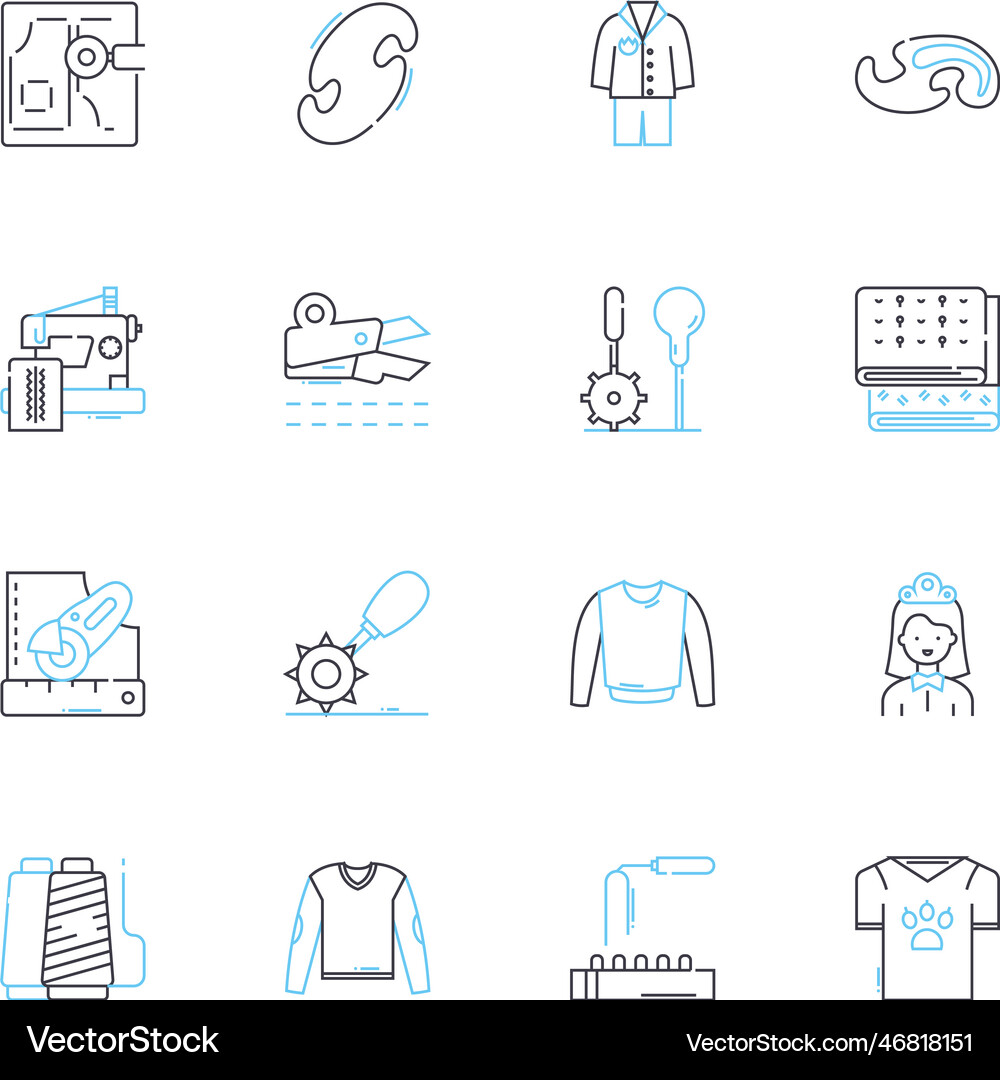 Knitting linear icons set needles yarn stitches Vector Image
