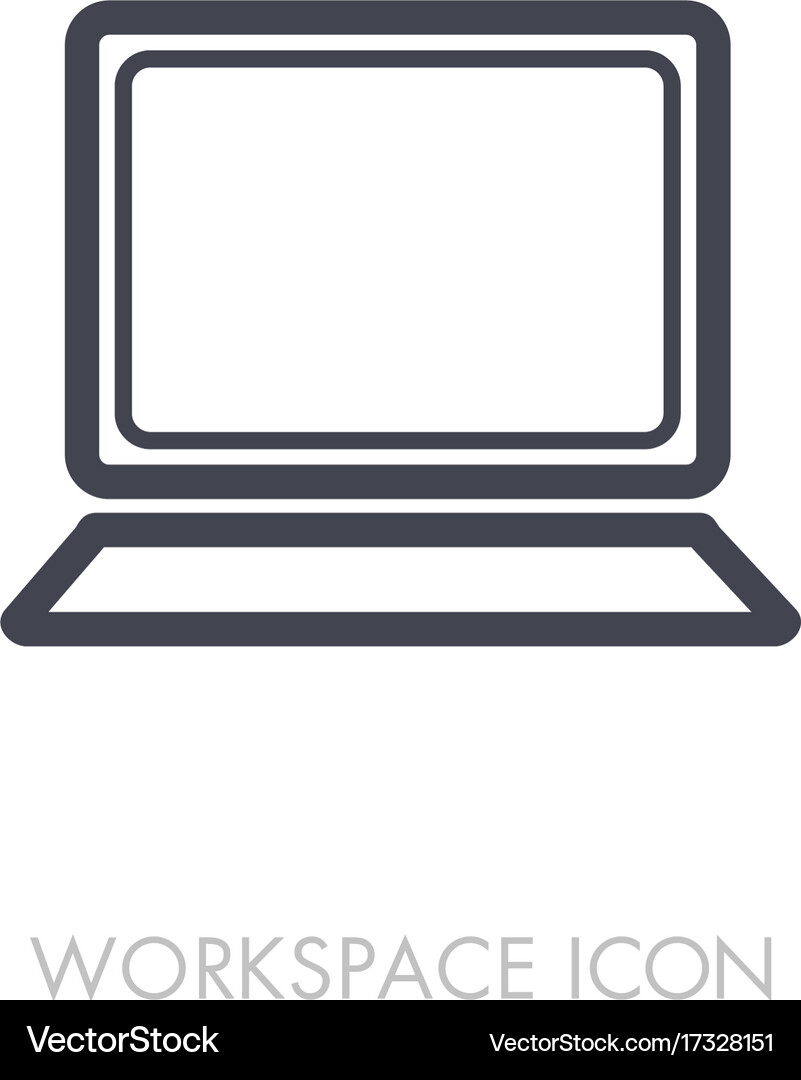 Laptop outline icon workspace sign Royalty Free Vector Image