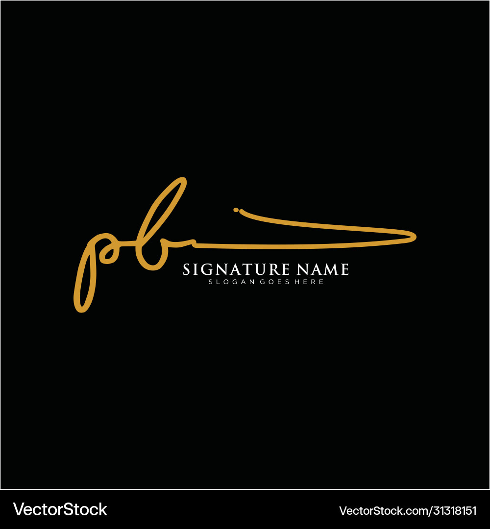 Letter pb signature logo template Royalty Free Vector Image