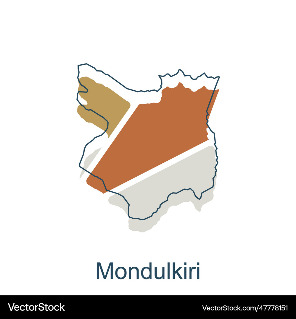 Map of mondulkiri modern with outline design Vector Image