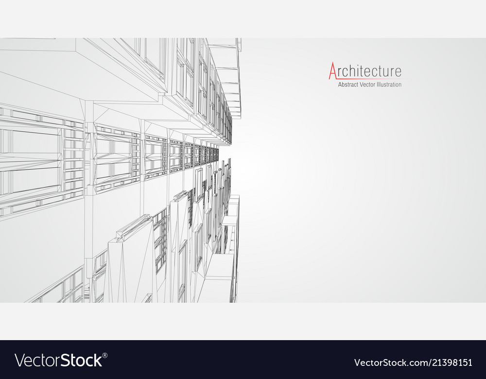 Modern Architecture Wireframe Concept Urban Vector Image