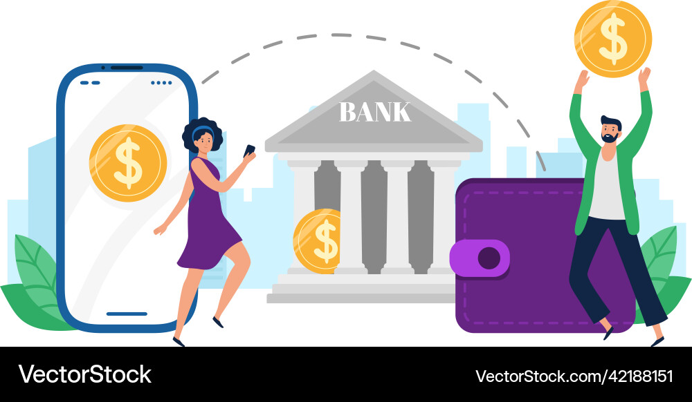 Money transfer and financial transaction Vector Image