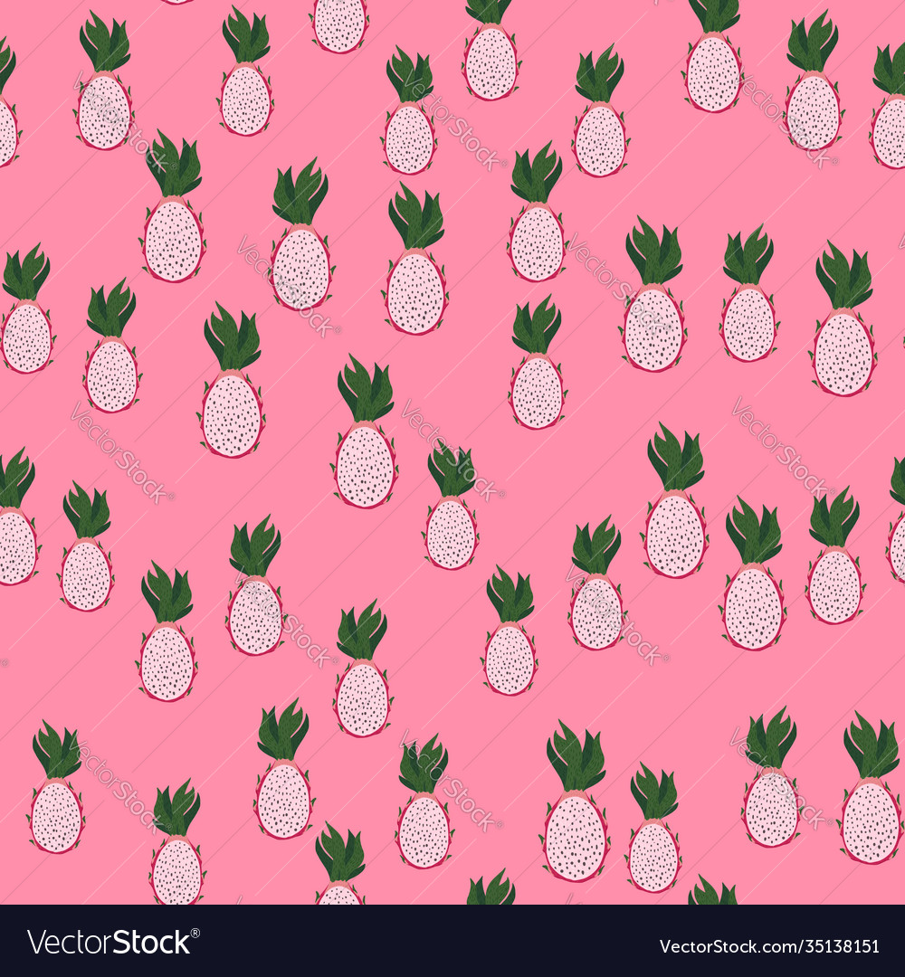 Random seamless fruit pattern with dragon Vector Image