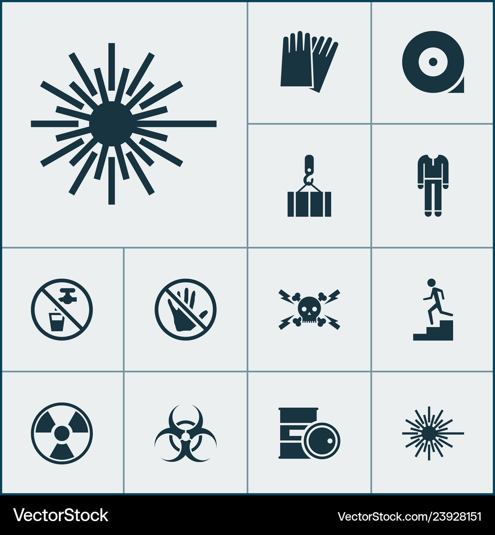 Safety icons set with caution hand protection Vector Image
