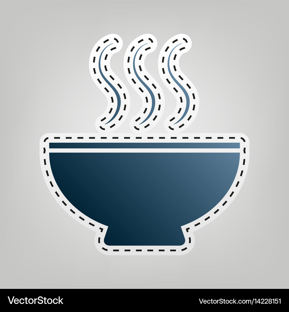 Soup sign blue icon with outline for Royalty Free Vector