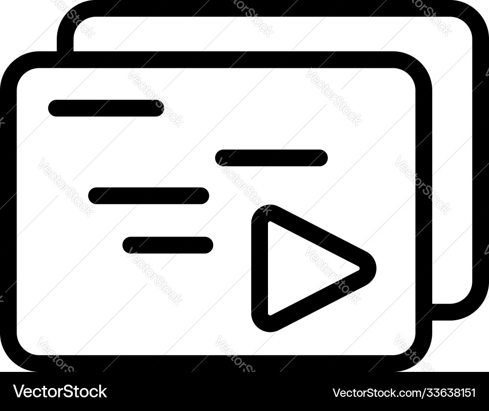 Video playlist icon outline style Royalty Free Vector Image