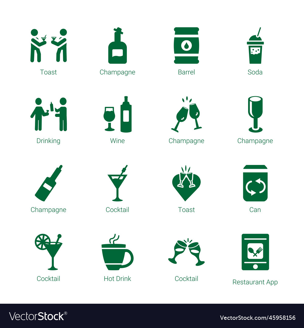 Alcohol icons Royalty Free Vector Image - VectorStock