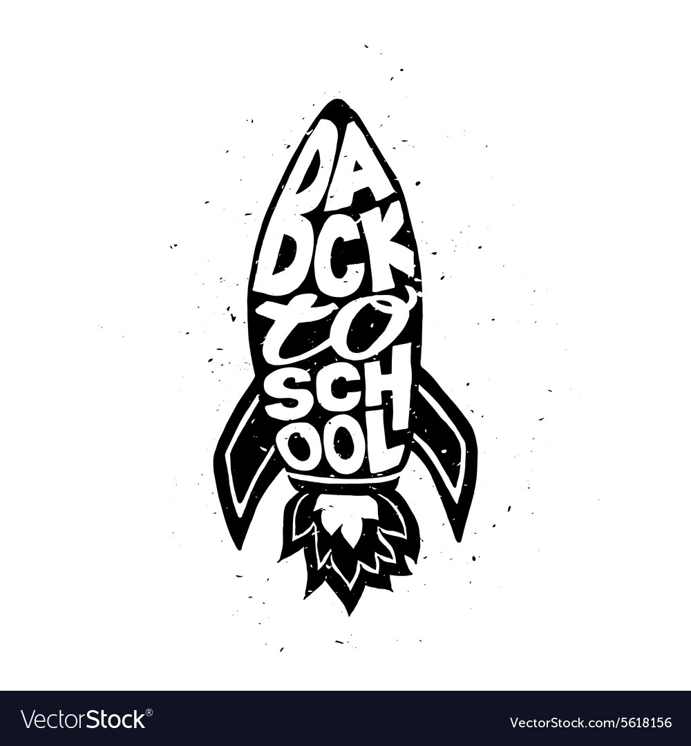 Back to school poster with rocket Royalty Free Vector Image