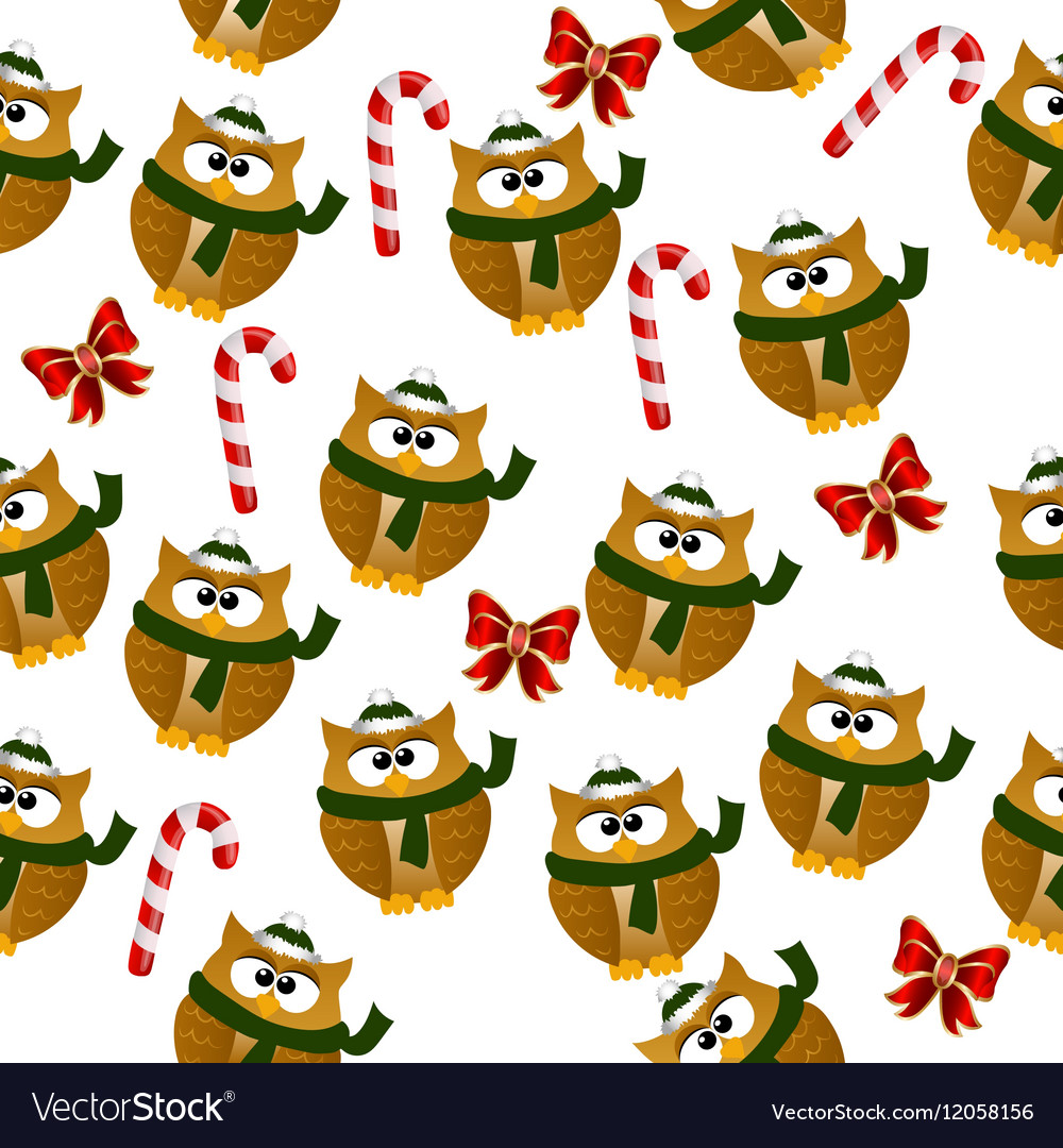 Christmas owl in santa hat Royalty Free Vector Image