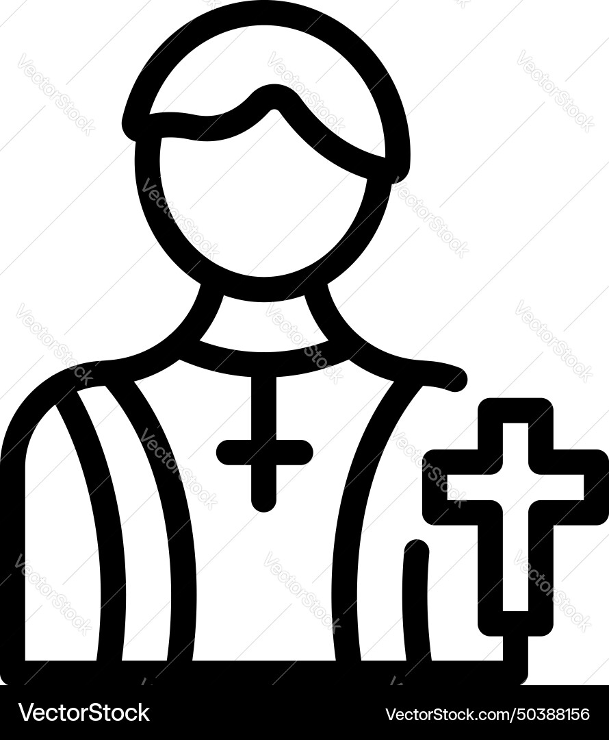 Cleric prayer icon outline catholic Royalty Free Vector