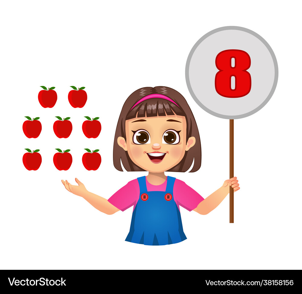 Cute kid counting numbers showing number board Vector Image