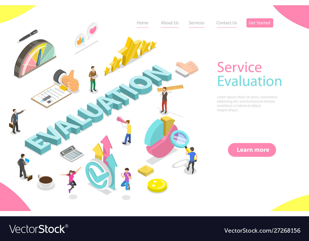 Isometric Flat Landing Page Template Royalty Free Vector