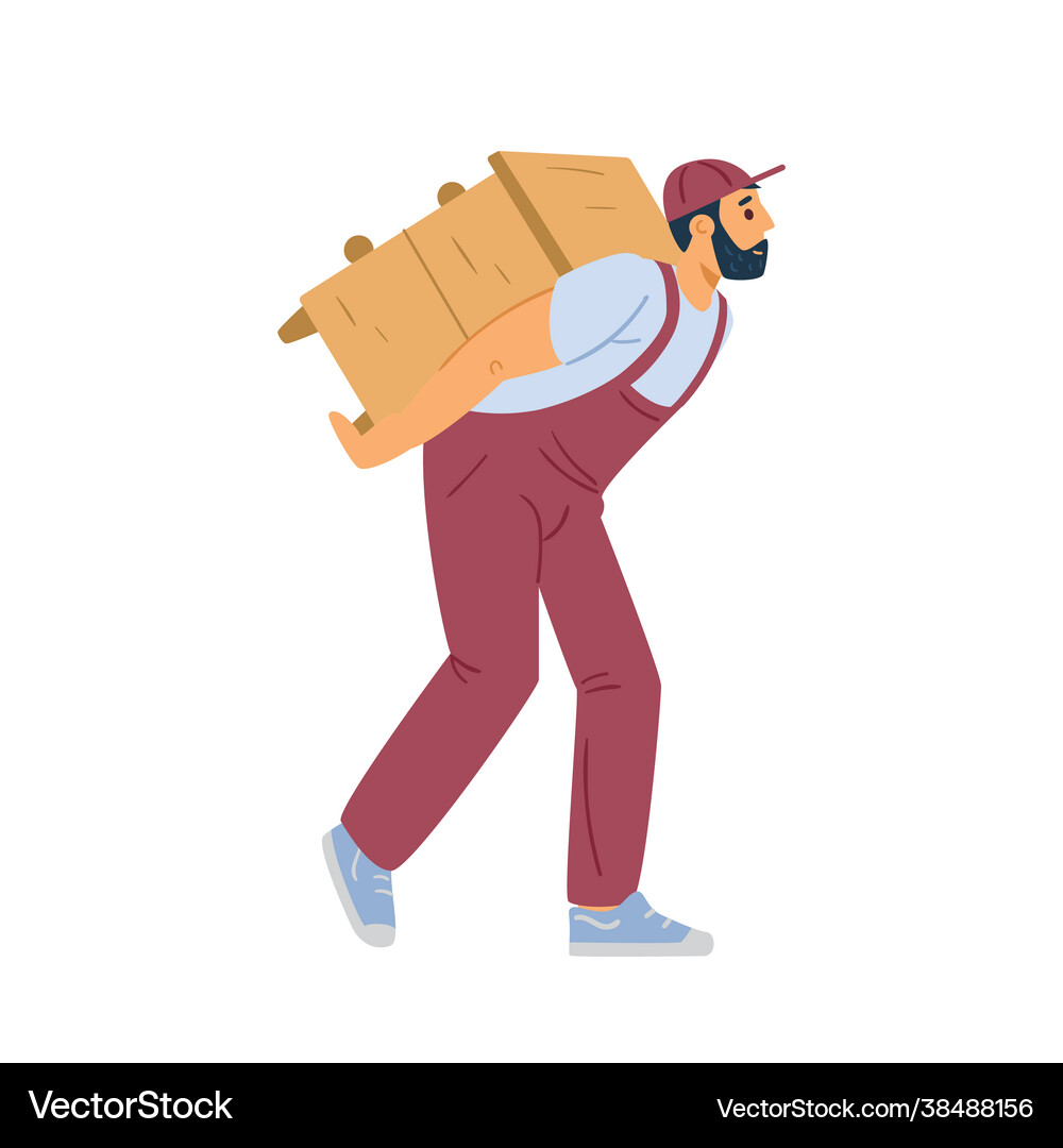 Moving service loader carrying furniture flat Vector Image
