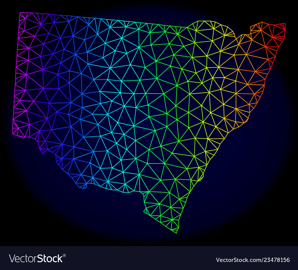 Polygonal 2d rainbow mesh map of new south Vector Image