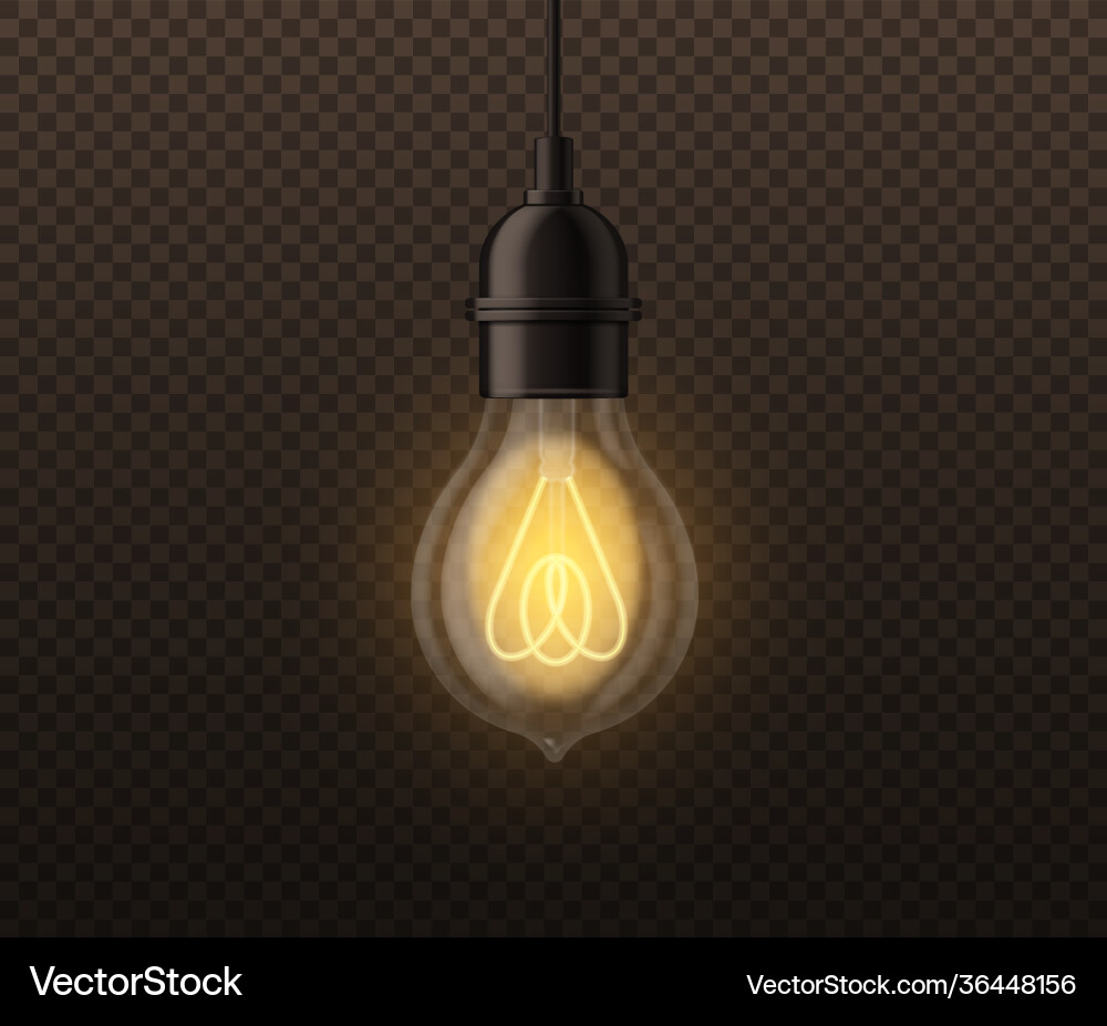 Realistic light bulb vintage edison glowing lamp Vector Image