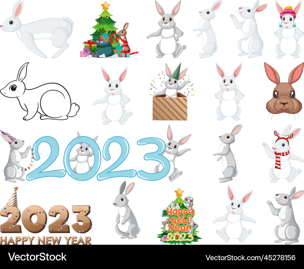 Set of 2023 new year element icon Royalty Free Vector Image
