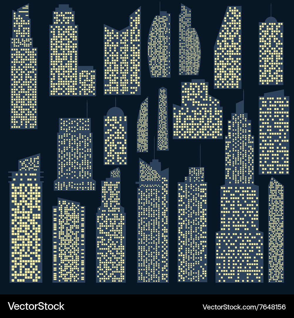 Set of detailed skyscraper Royalty Free Vector Image