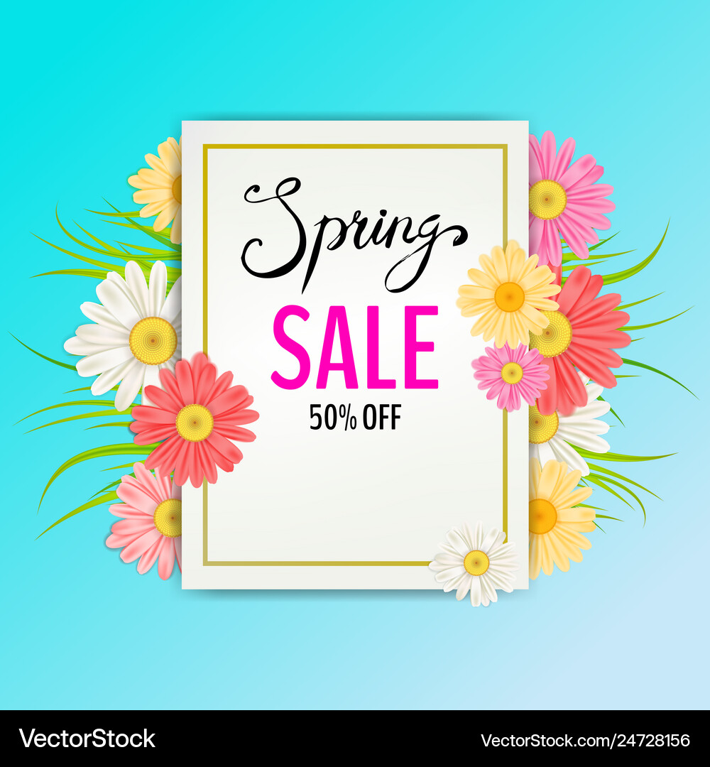 Spring sale banner hand drawn lettering Royalty Free Vector