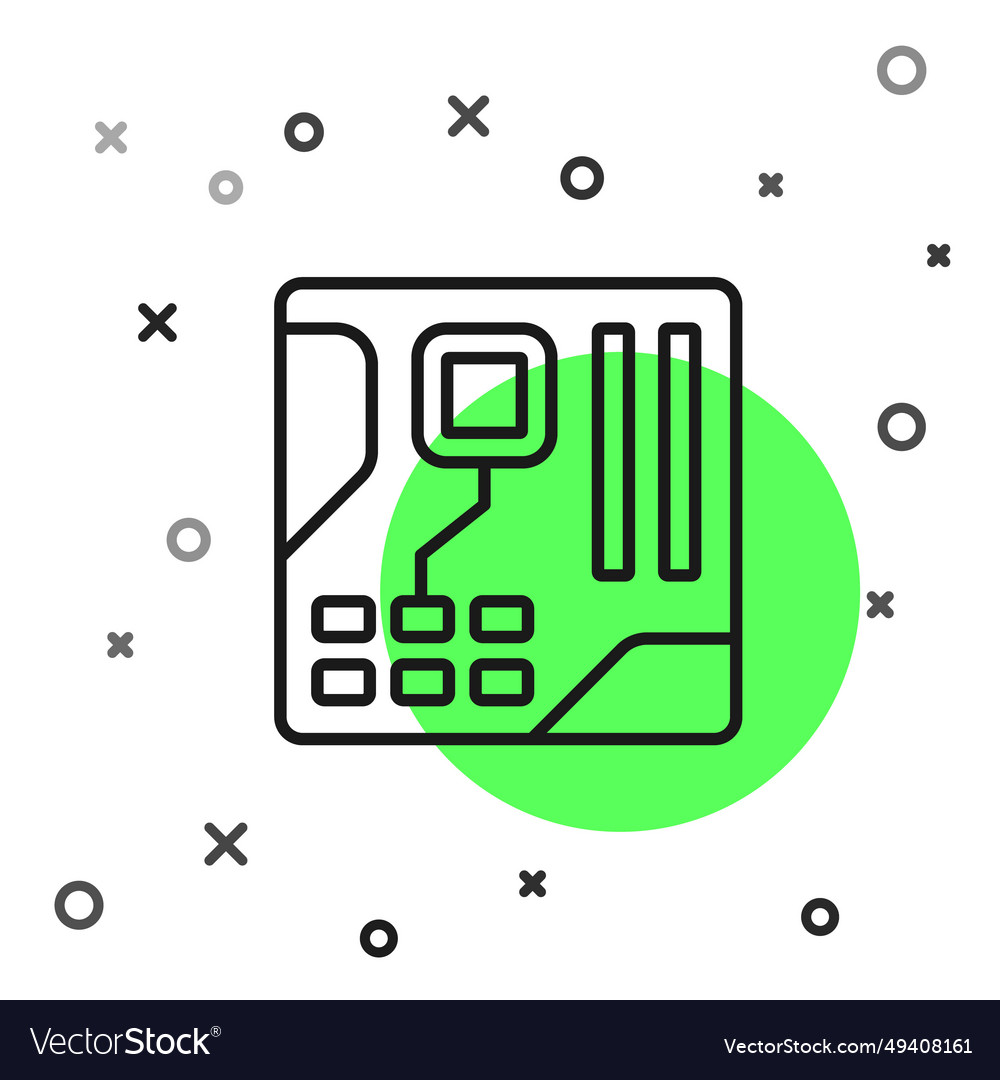 Black line electronic computer components Vector Image