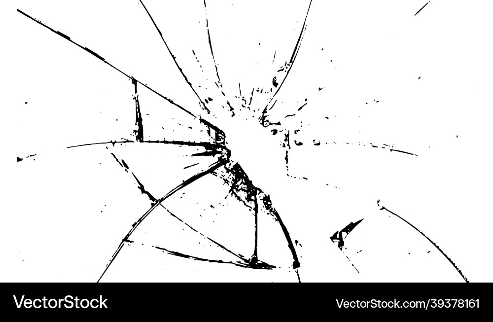 Broken glass cracks bullet marks on glass abstract