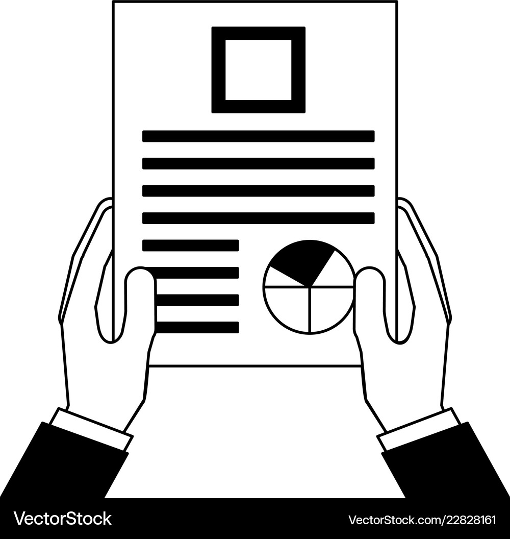 Business man hand holding paper documents report Vector Image
