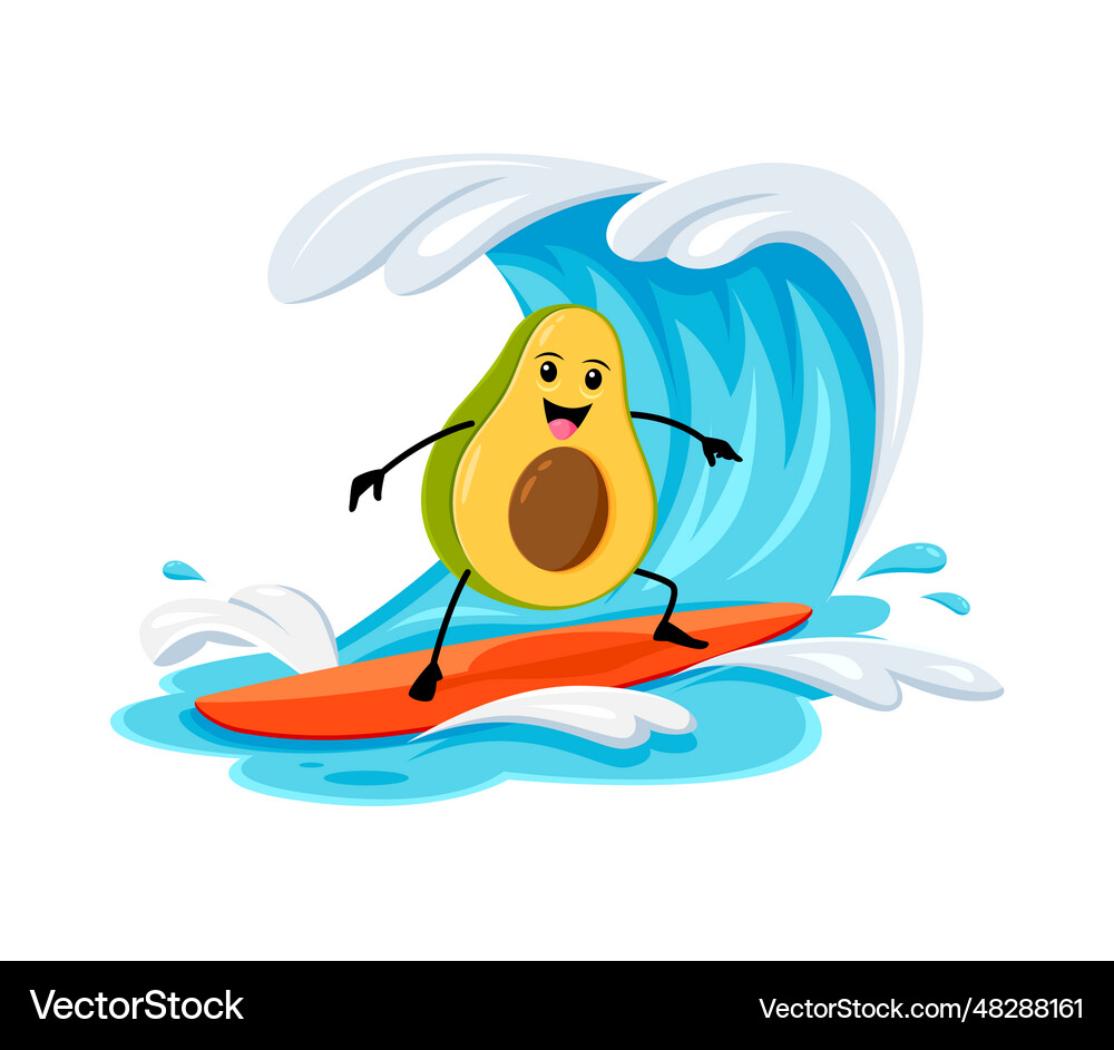 Cartoon avocado vegetable character on vacation Vector Image
