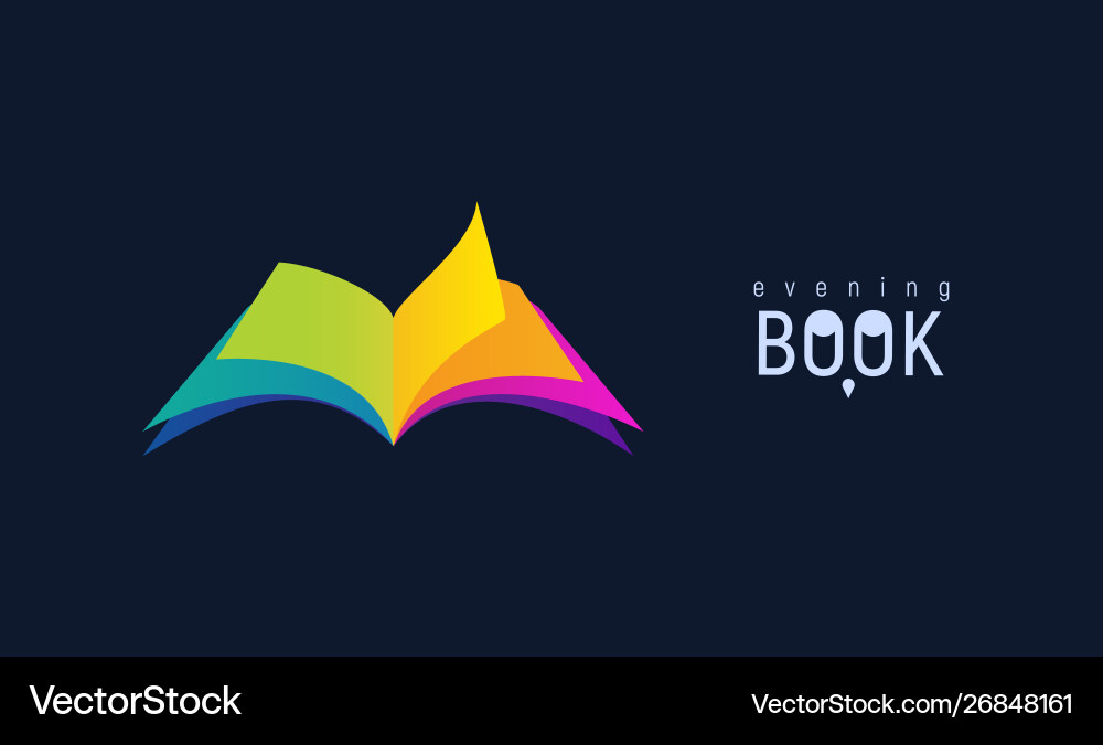 Colorful open book on dark background isolated Vector Image
