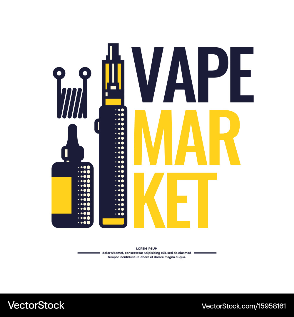 Drawing and poster of electronic cigarette Vector Image