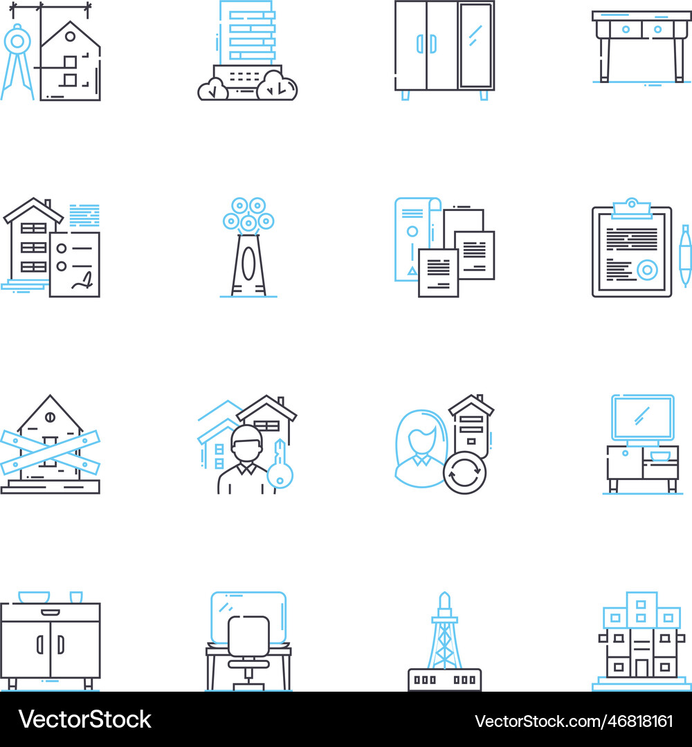 Home decor industry linear icons set textiles Vector Image