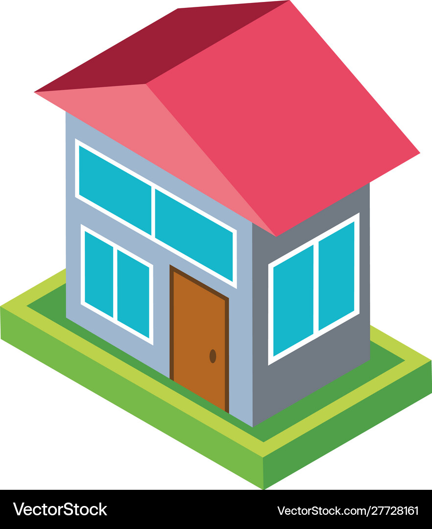 House with front view on white background Vector Image