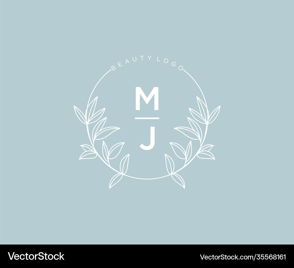 Initial mjm letters beautiful floral feminine Vector Image