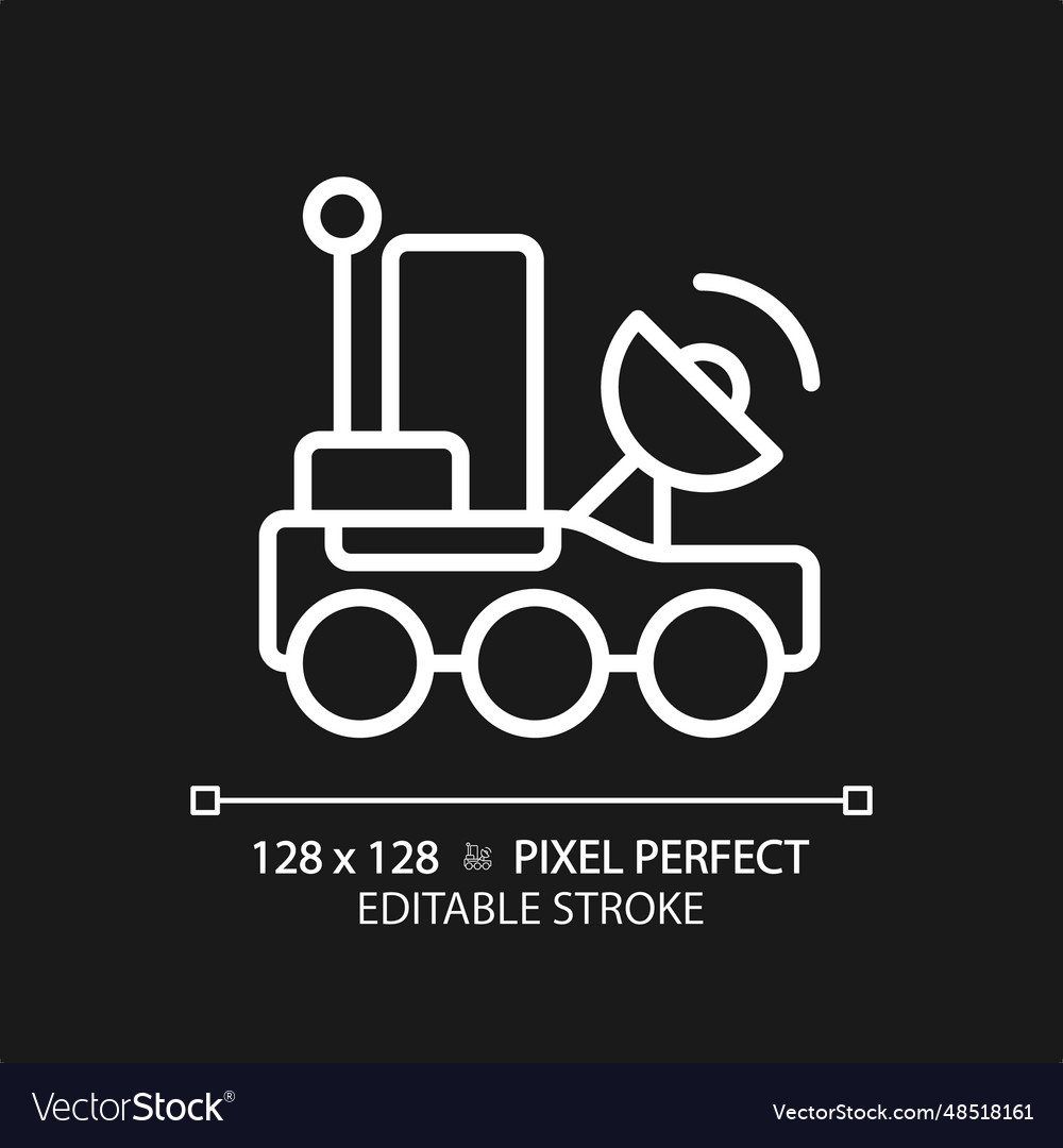 Lunar rover pixel perfect white linear icon Vector Image Lunar rover pixel perfect white linear icon Vector Image