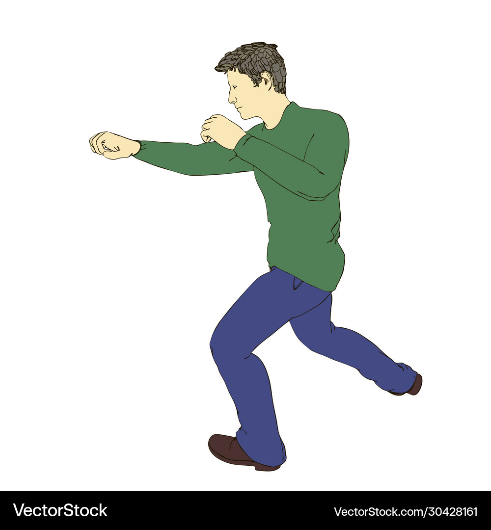 Man beats a punch isolated on white background Vector Image