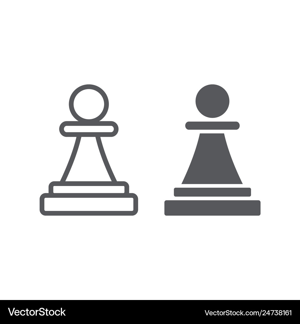 Pawn line and glyph icon game chess Royalty Free Vector