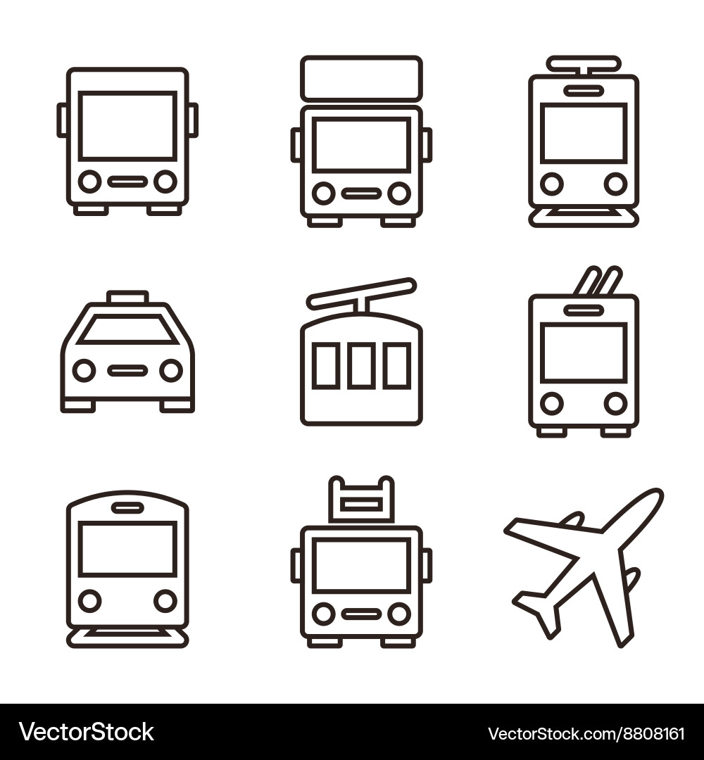 Public transport icons Royalty Free Vector Image