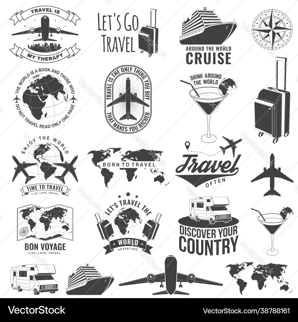 Set travel badge logo with design element Vector Image