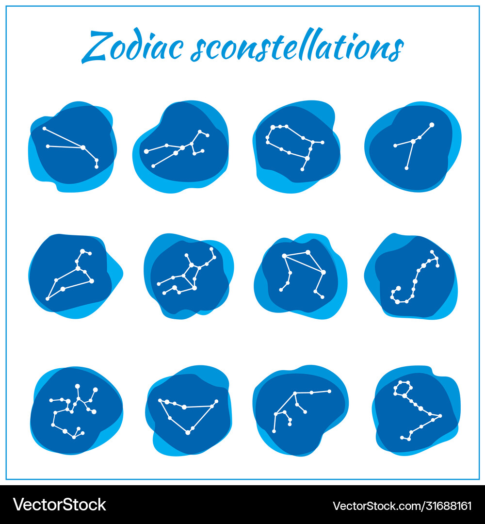Zodiac constellation icons set hand drawn Vector Image