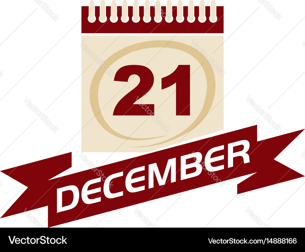 21 december calendar with ribbon Royalty Free Vector Image