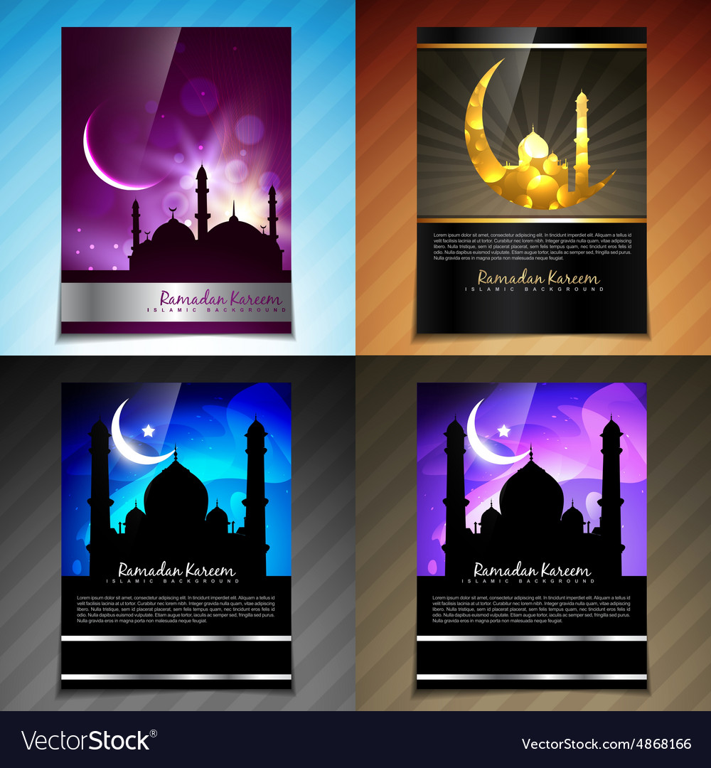 Attractive set of brochure of ramadan kareem Vector Image