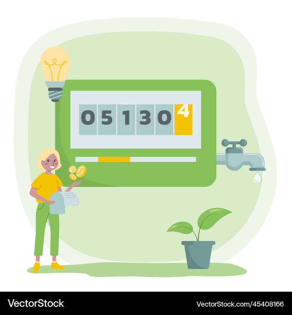 Characters reduce water and energy consumption Vector Image