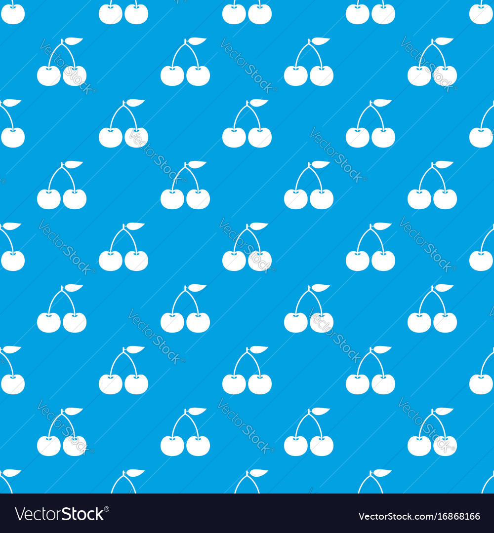 Cherry pattern seamless blue Royalty Free Vector Image