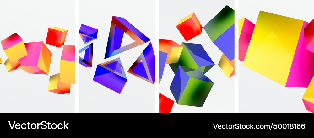 Composition of 3d cubes and other geometric Vector Image