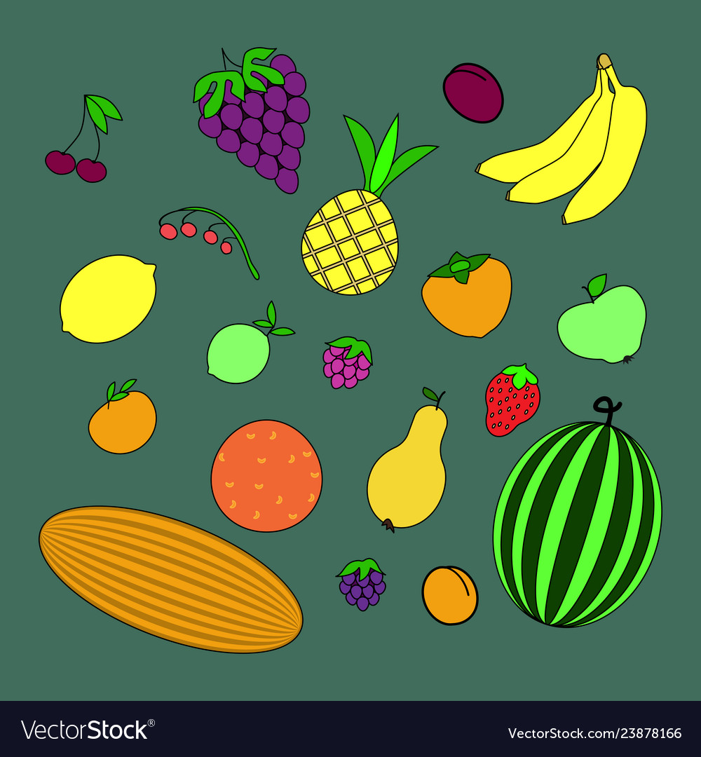 Fruit set Royalty Free Vector Image - VectorStock