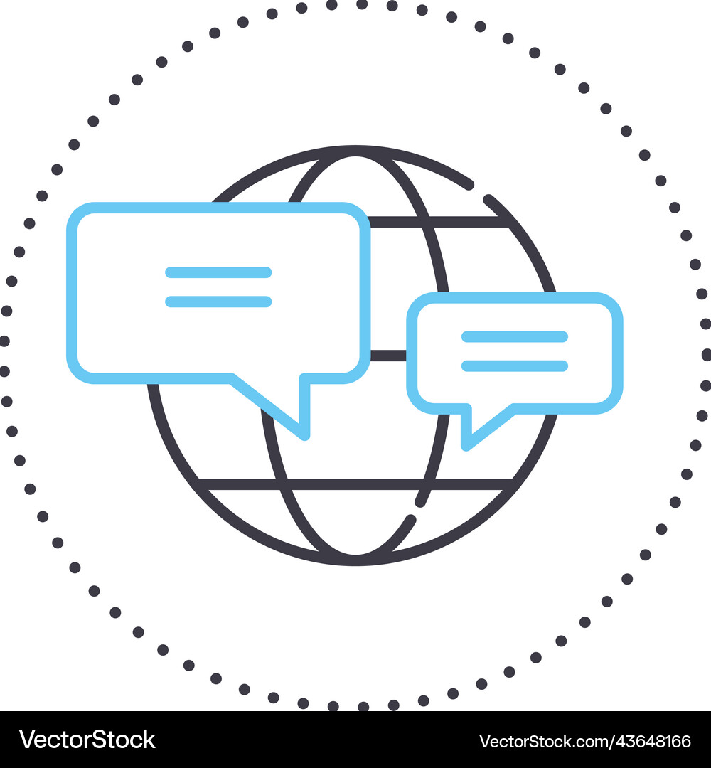 Global forum line icon outline symbol Royalty Free Vector
