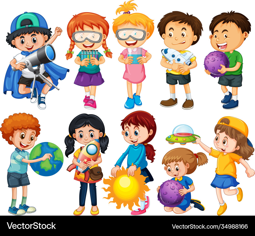 Group children cartoon character Royalty Free Vector Image
