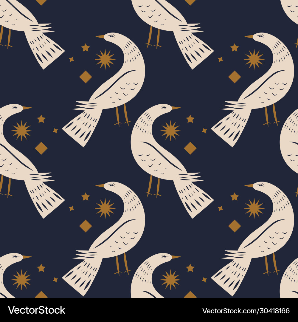 Night bird seamless pattern or digital paper Vector Image
